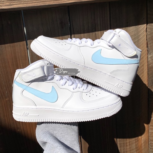 Nike | Shoes | Custom Baby Blue Air Force Mids | Poshmark